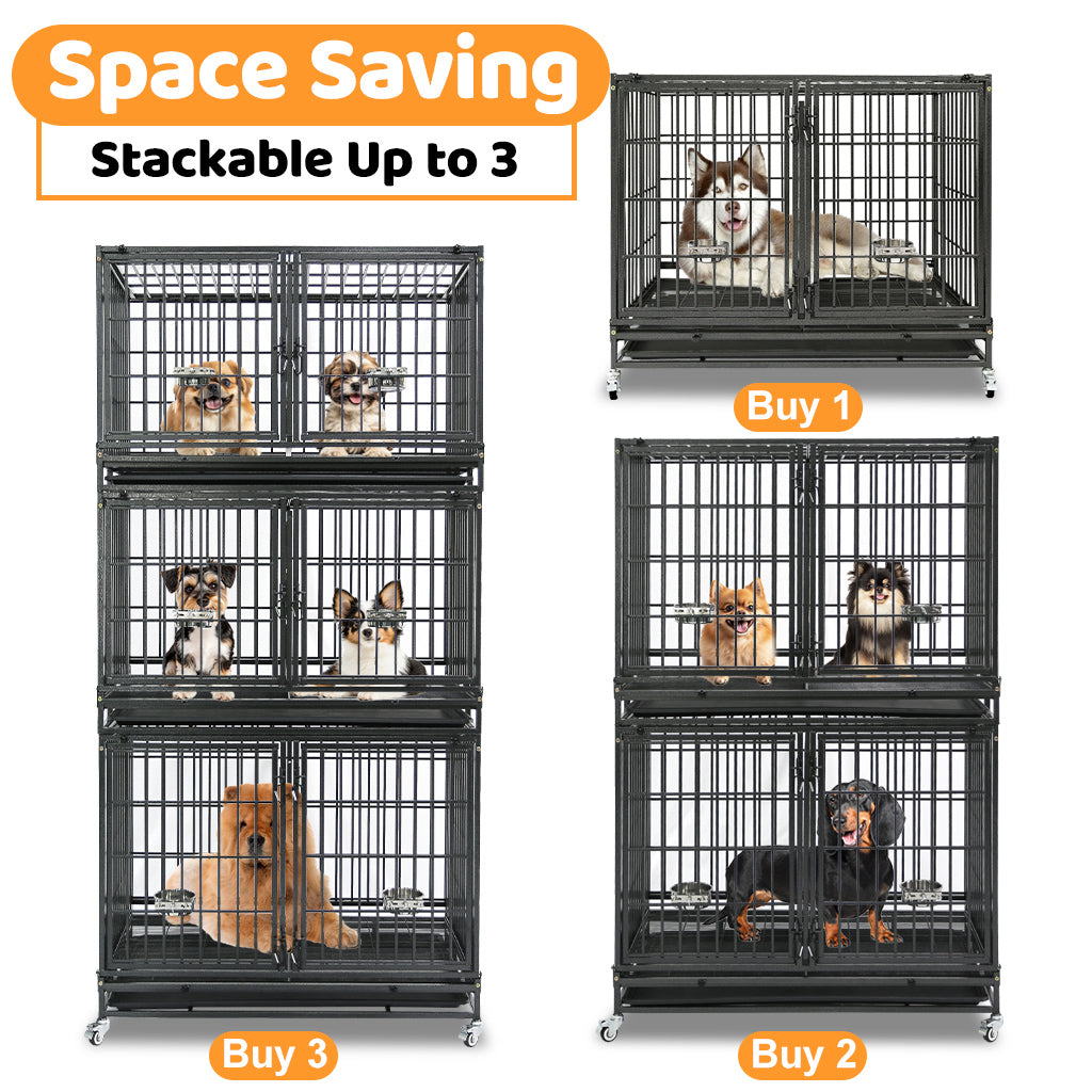 42" Stackable Dog Crate with Divider 43S (Extra Height) – Homey Pet ...